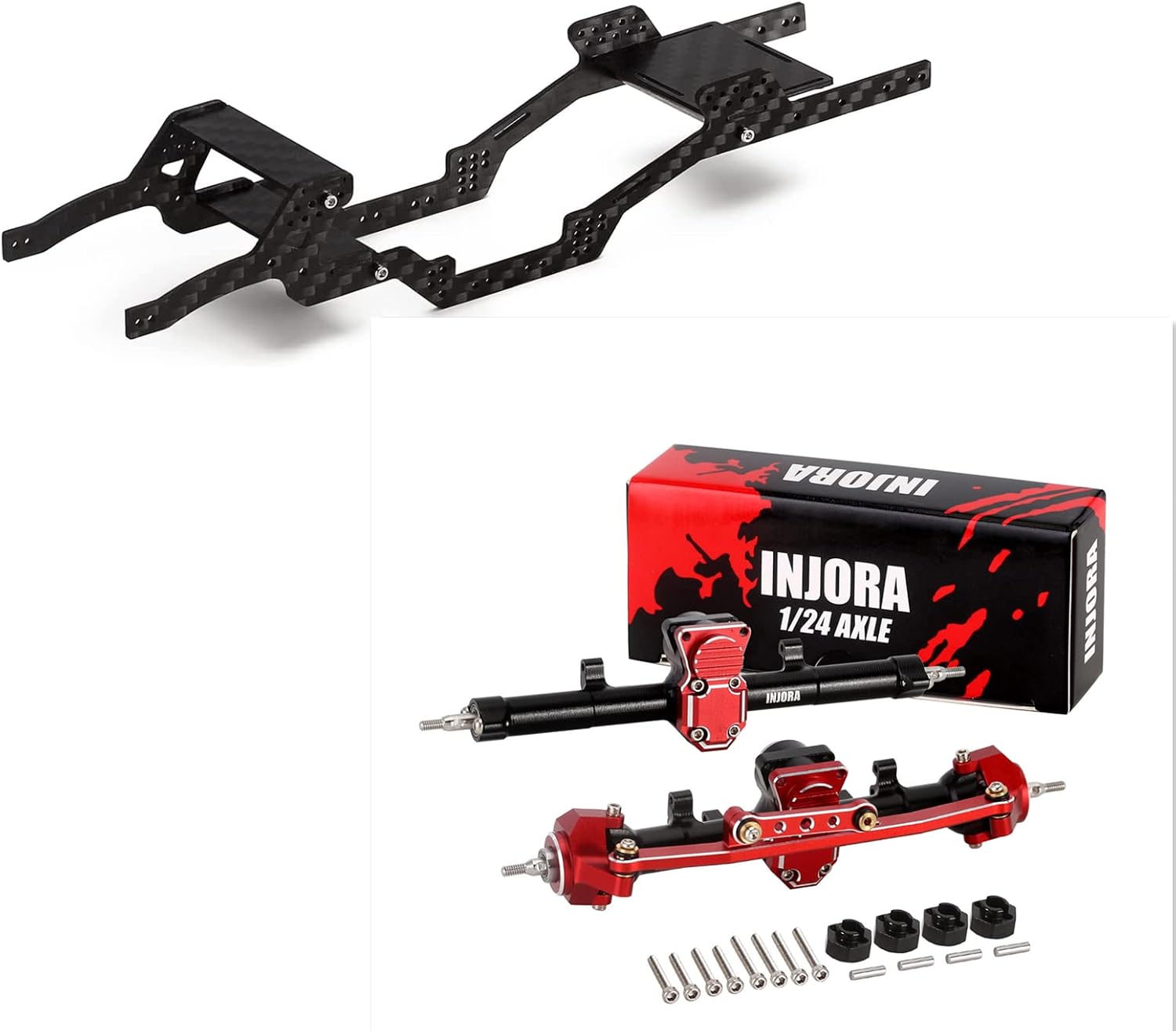 Amazon.com: INJORA Carbon Fiber Chassis Kit and Axles for Axial SCX24 ...