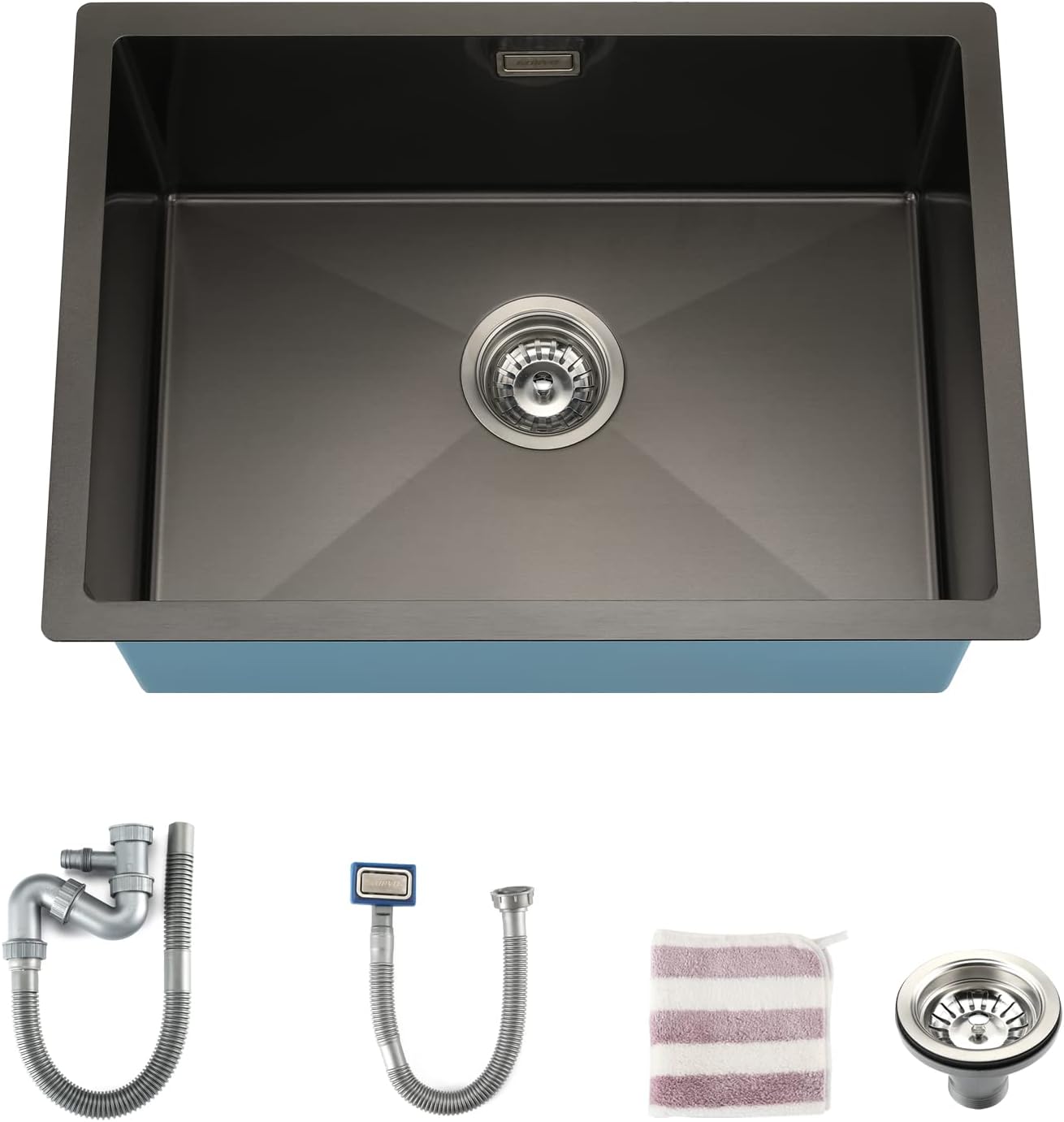 KORVO Kitchen Sink, 70 x 43 cm Undermount Kitchen Sink Single Bowl ...