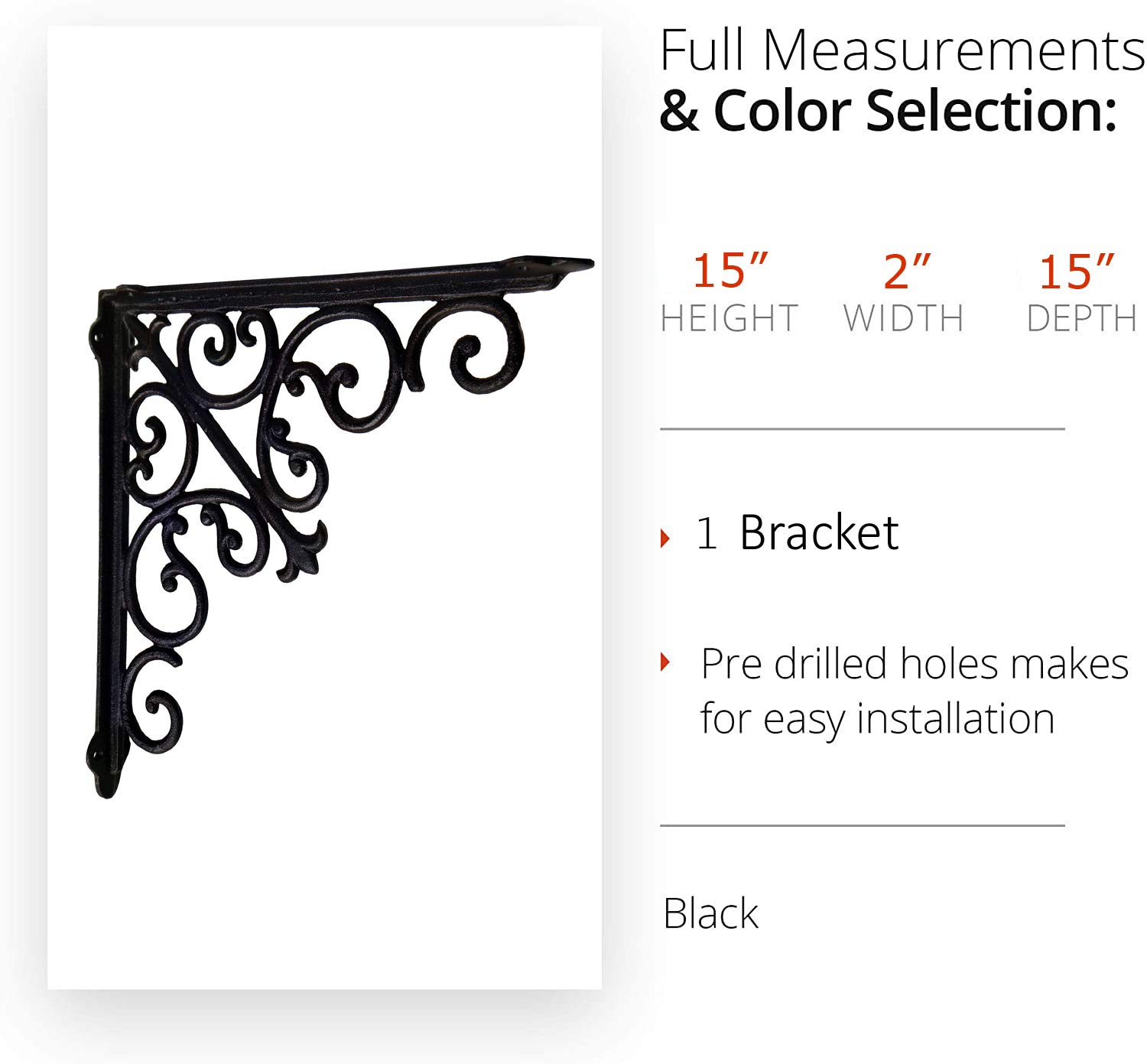 Snapklik.com : NACH Decorative Shelf Brackets, 1 Pack Of 15 X 2 X 15 ...