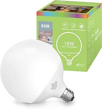 LED Light Bulb,G120 Globe Bulb,18W Globe Light Bulbs,Warm White 3000k ...
