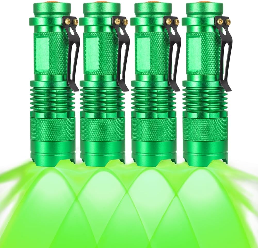 RaySoar 4 Pack Green Light Flashlight, 3 Mode Green LED Flashlight ...