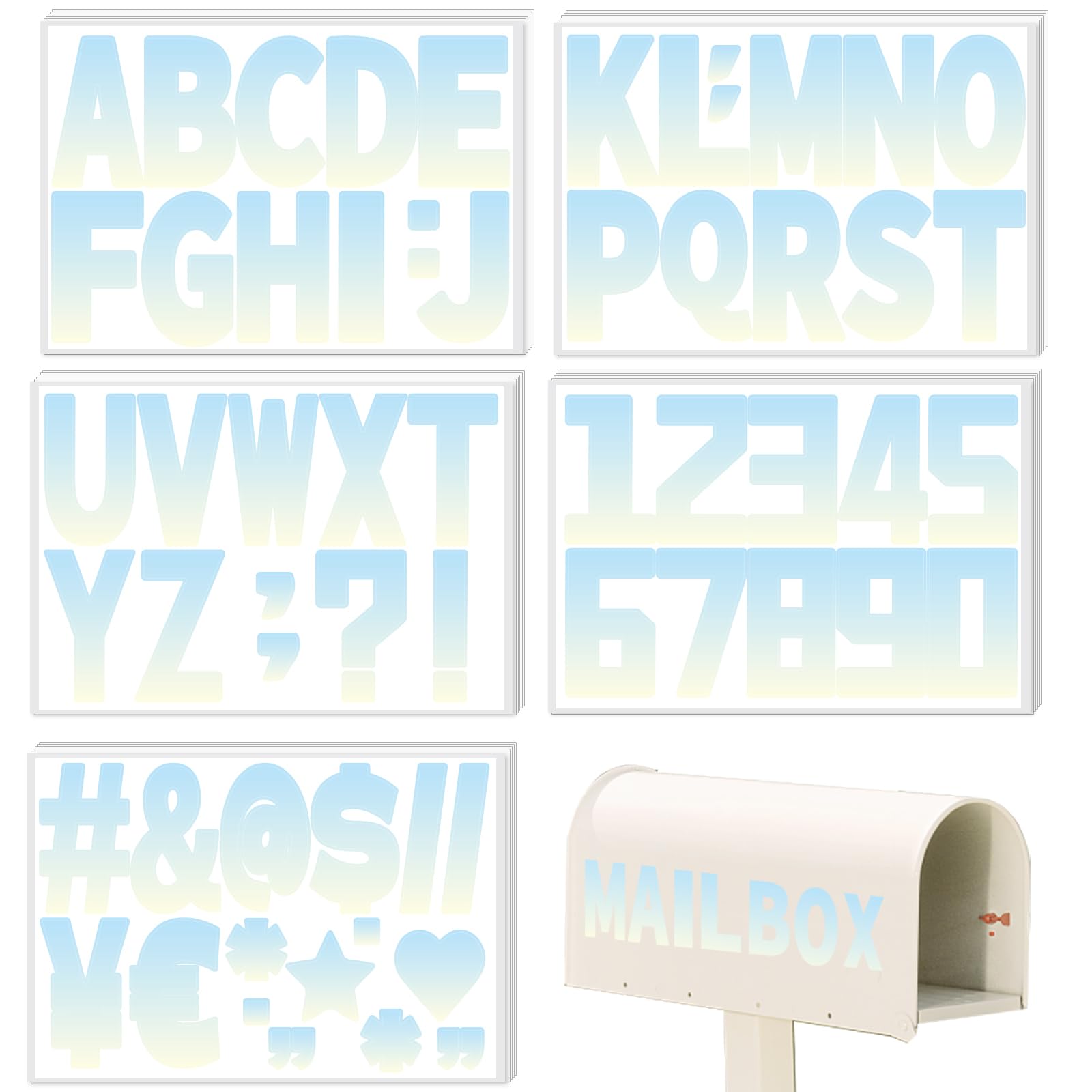 Amazon.com: Letter Stickers,3 inch 40 Sheets Gradient Blue Alphabet ...