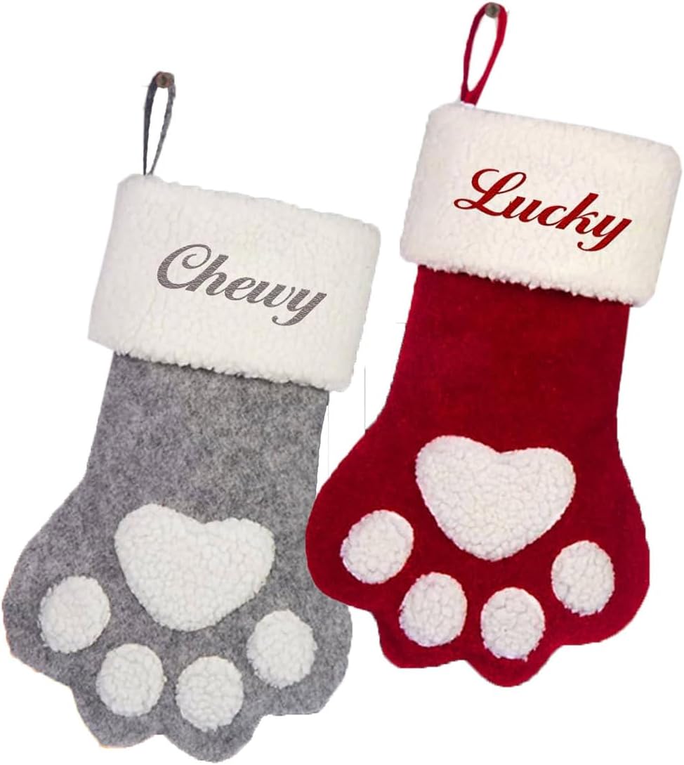 Amazon.com: Merry Craft Works Custom Plush Paw Christmas Stockings with ...