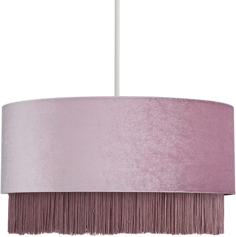 Litecraft Tess Light Shade 35cm Fringed Easy Fit Ceiling Lampshade ...
