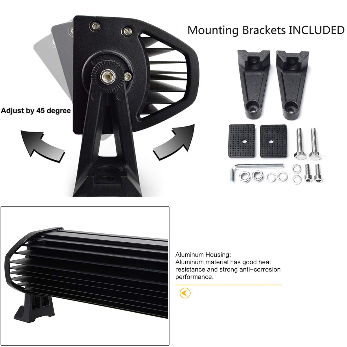 Willpower 32 inch Curved LED Light Bar 180W Double Spot Flood Combo Led ...