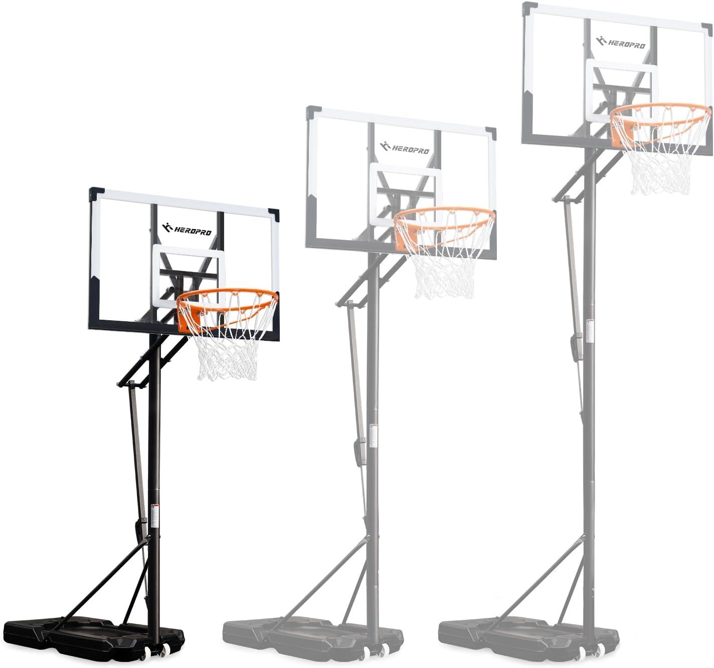 Amazon.com : HEROPRO Basketball Hoop Outdoor 4.8-10FT Quickly ...