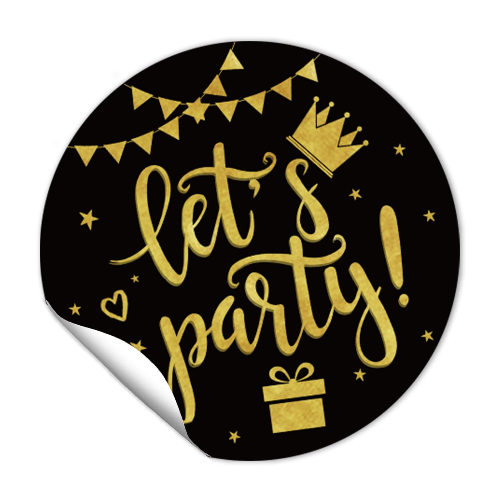 Amazon.com: REWIDPARTY 1.5 Inch Round Party Stickers（80 Pieces） Black ...