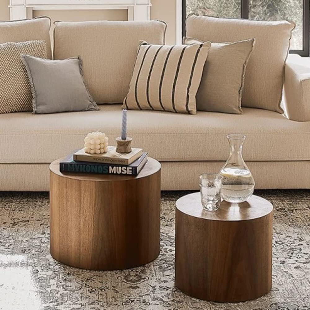 Amazon.com: IKSII 2-Piece Set Modern Round Coffee Tables for Living Room,Easy Assembly Nesting ...