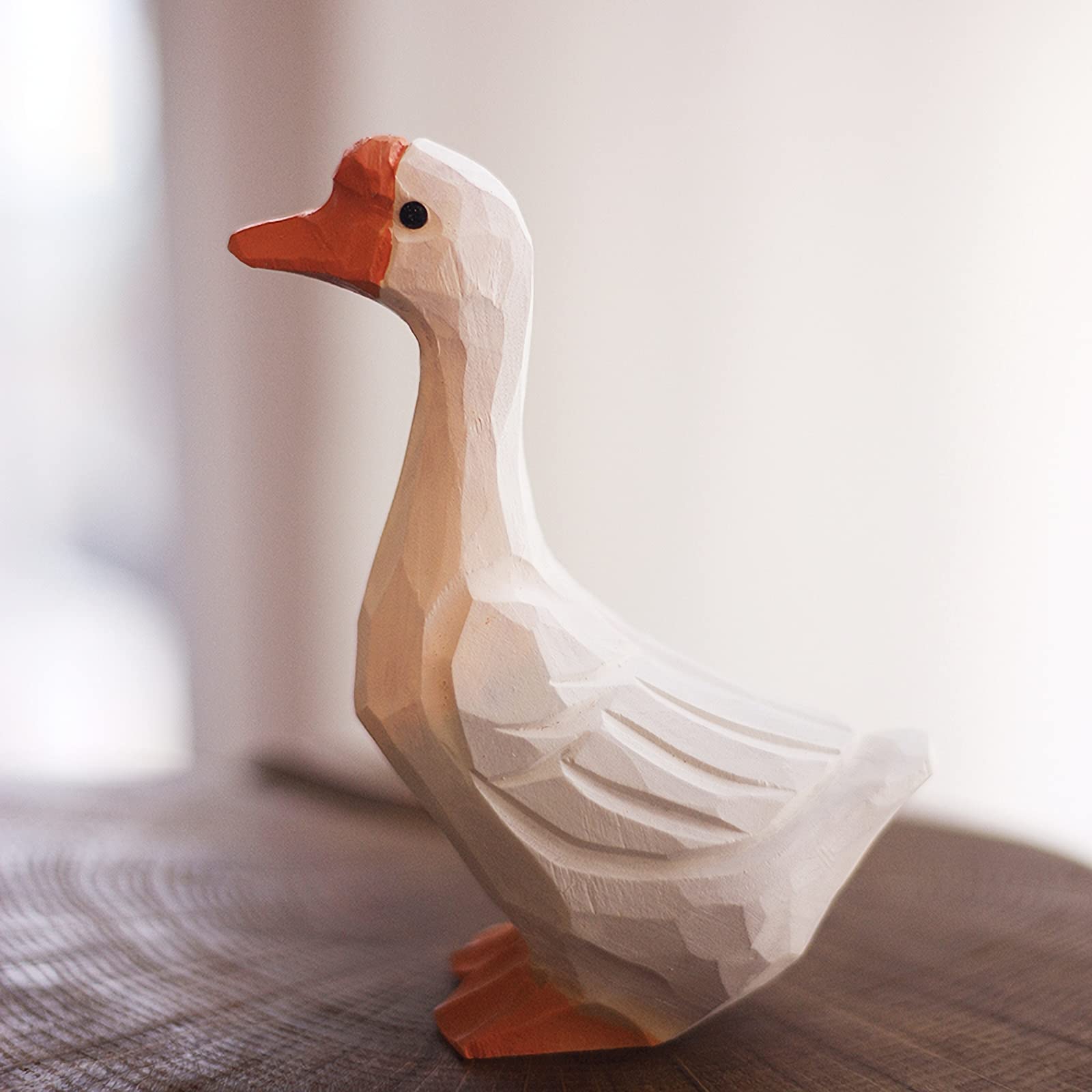 Amazon.com: TALKLEK Hand Carved Wooden Goose Figurine Small Wood Goose ...