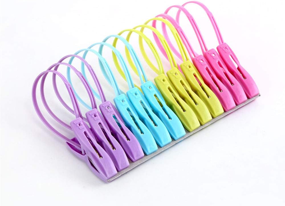 Amazon.com: JCBIZ 12Pcs Clothes Peg Clip Pins,Multicolor Rope Clip ...
