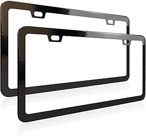 Amazon.com: Deselen License Plate Frame, Metal Thin Stainless Steel with 2 Holes Screw Cap, 2 ...