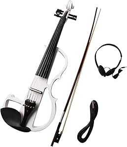 Amazon.com: Violins 5-String Electronic Violin Black and White Handmade ...