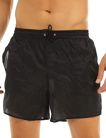 Amazon.com: TSSOE Mens See-Through Drawstring Lounge Underwear Boxer ...