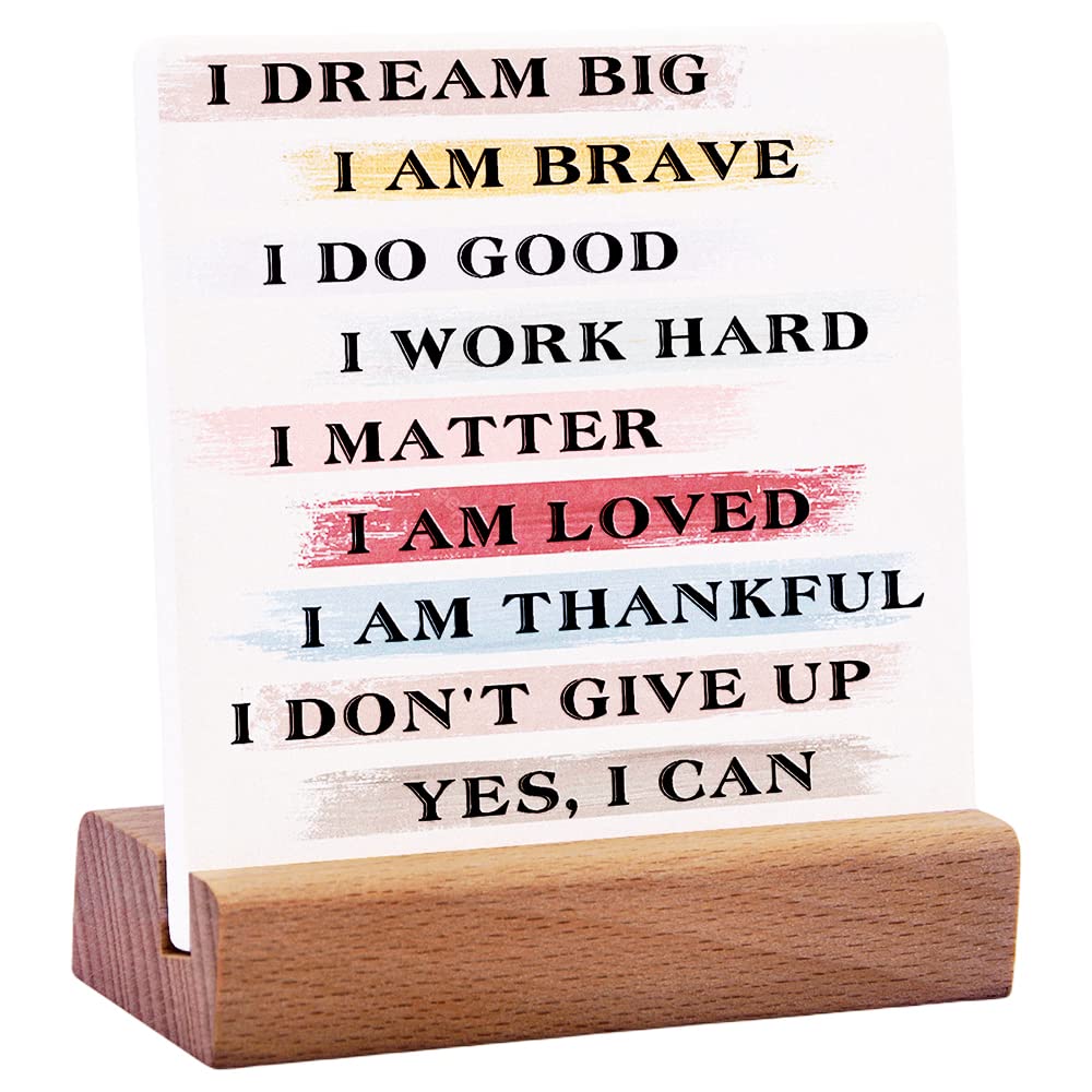 Amazon.com: Inspirational Desk Decor Motivational Ceramic Quote Plaque ...