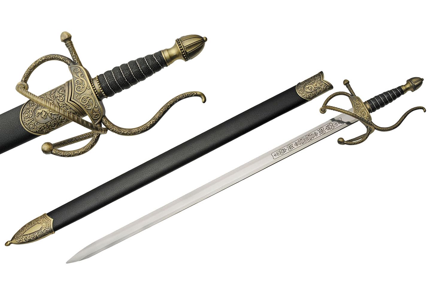 Amazon.com : 36" Gold Historical Medieval Fancy Rapier Sword with ...