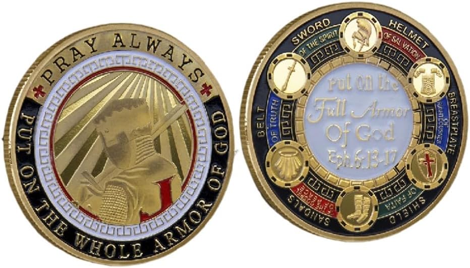 Amazon.com: Put On The Whole Armor of God Knight Templar Coin, Prayer ...