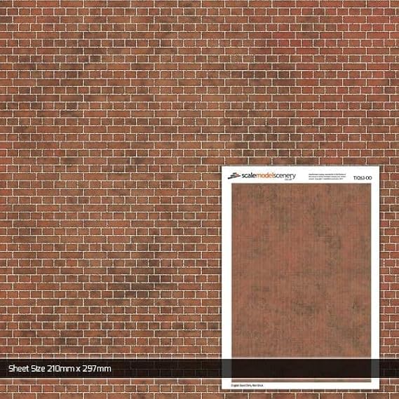 Scale Model Scenery TX263-OO English Bond Dirty Red Brick Paper (Pack ...