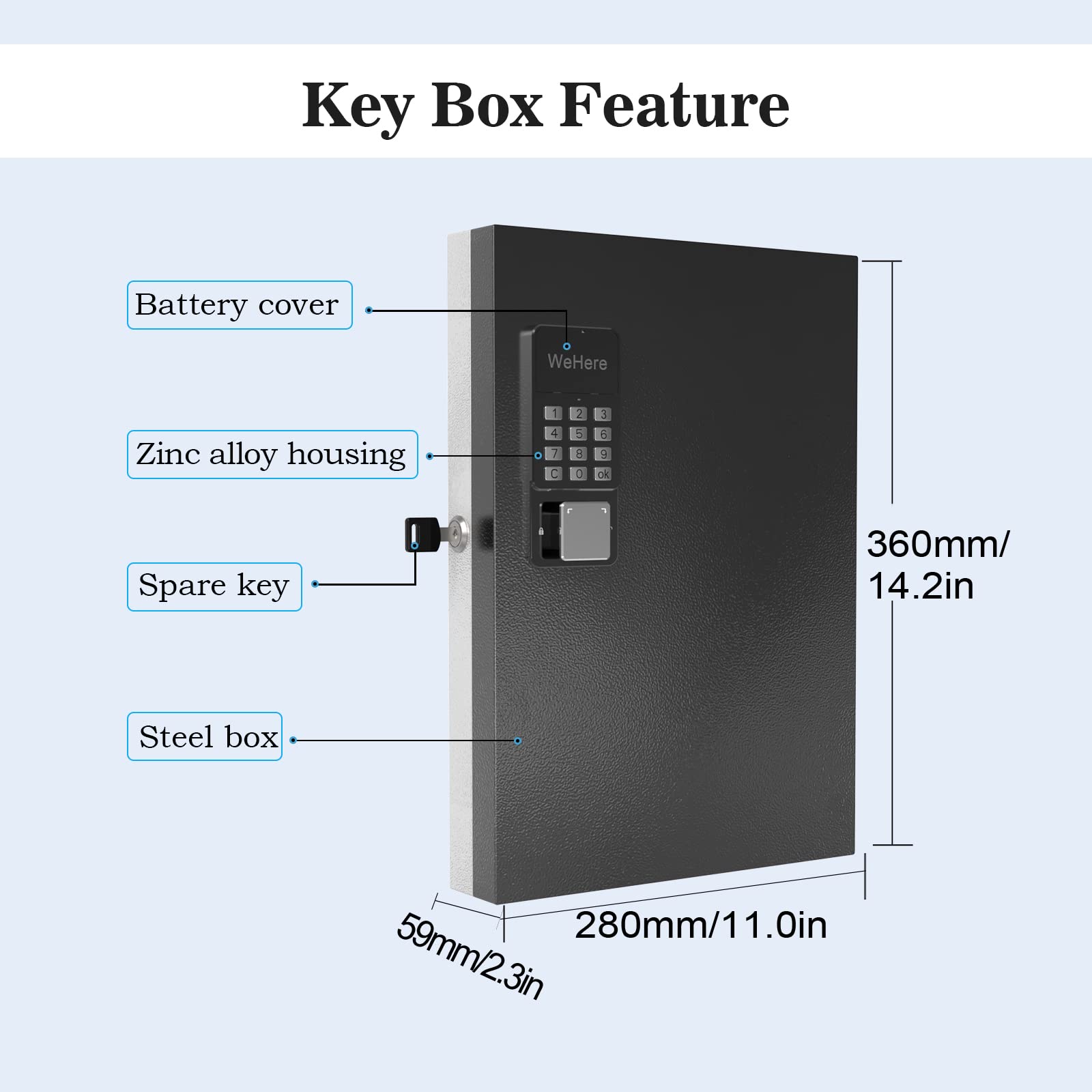 Snapklik.com : 32 Key Lock Box,Metal Key Cabinet Organizer Wall Mount ...