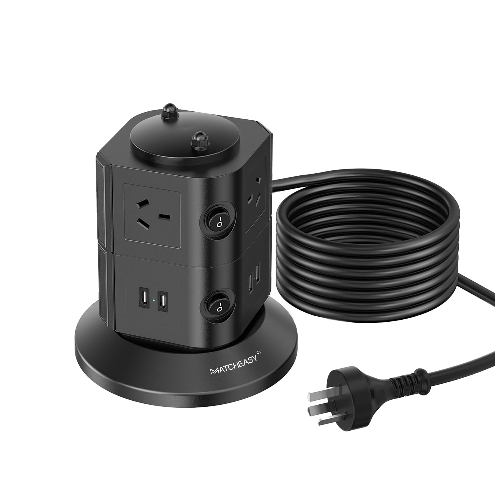 Tower Powerboard with 2 USB A & 2 Type C Ports, MATCHEASY Surge ...