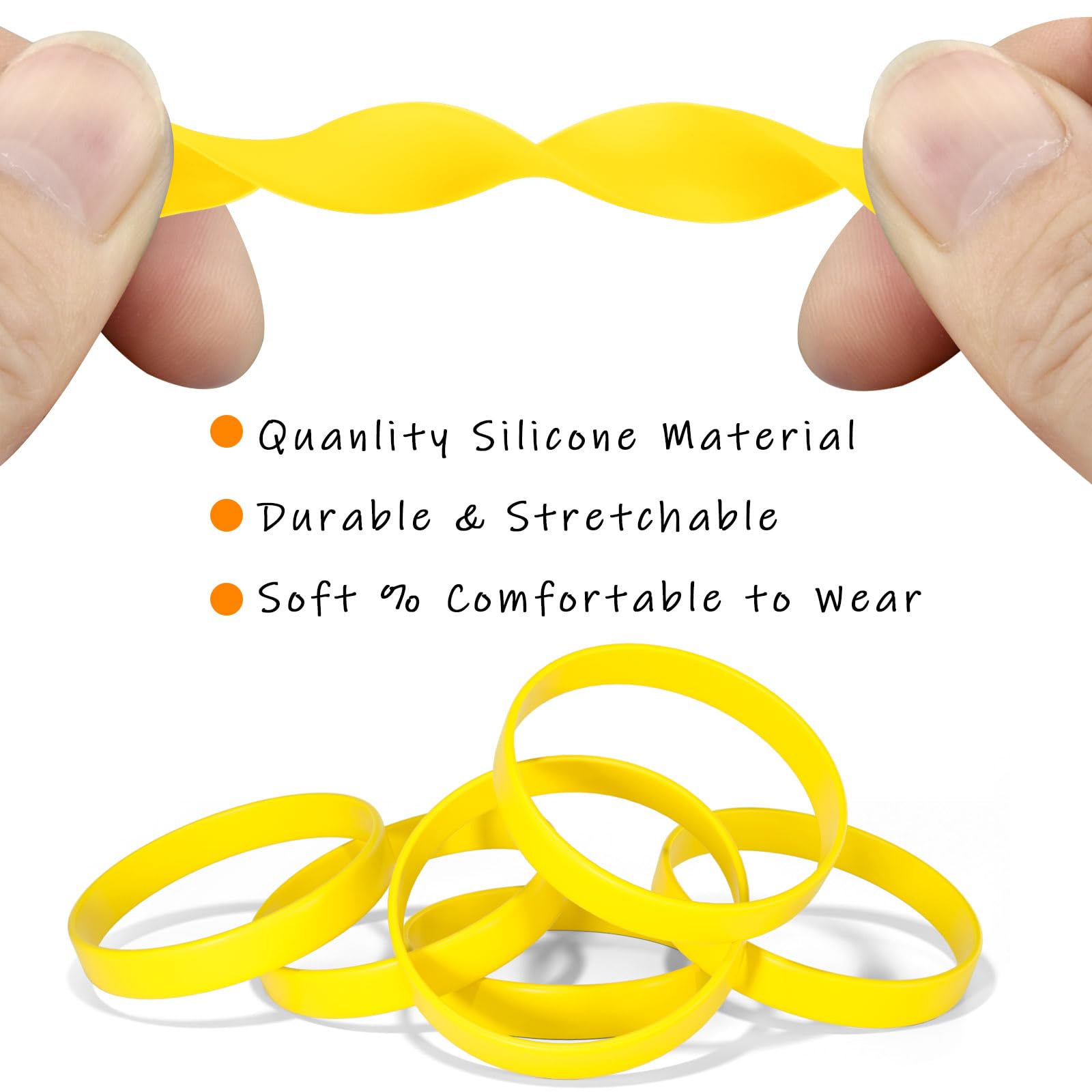 Snapklik.com : 12 Pieces Silicone Bracelets- Yellow Color Blank Rubber ...