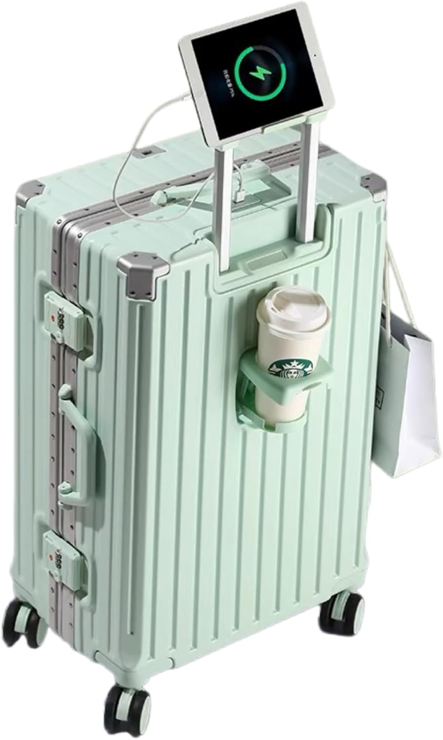 Amazon | [Yuweijie] スーツケース アルミフレームタイプ キャリーケース 機内持込可 s/m/l/xlサイズ 3泊4日 多機能 バッグかけフック付き キャリーバッグ USB ...