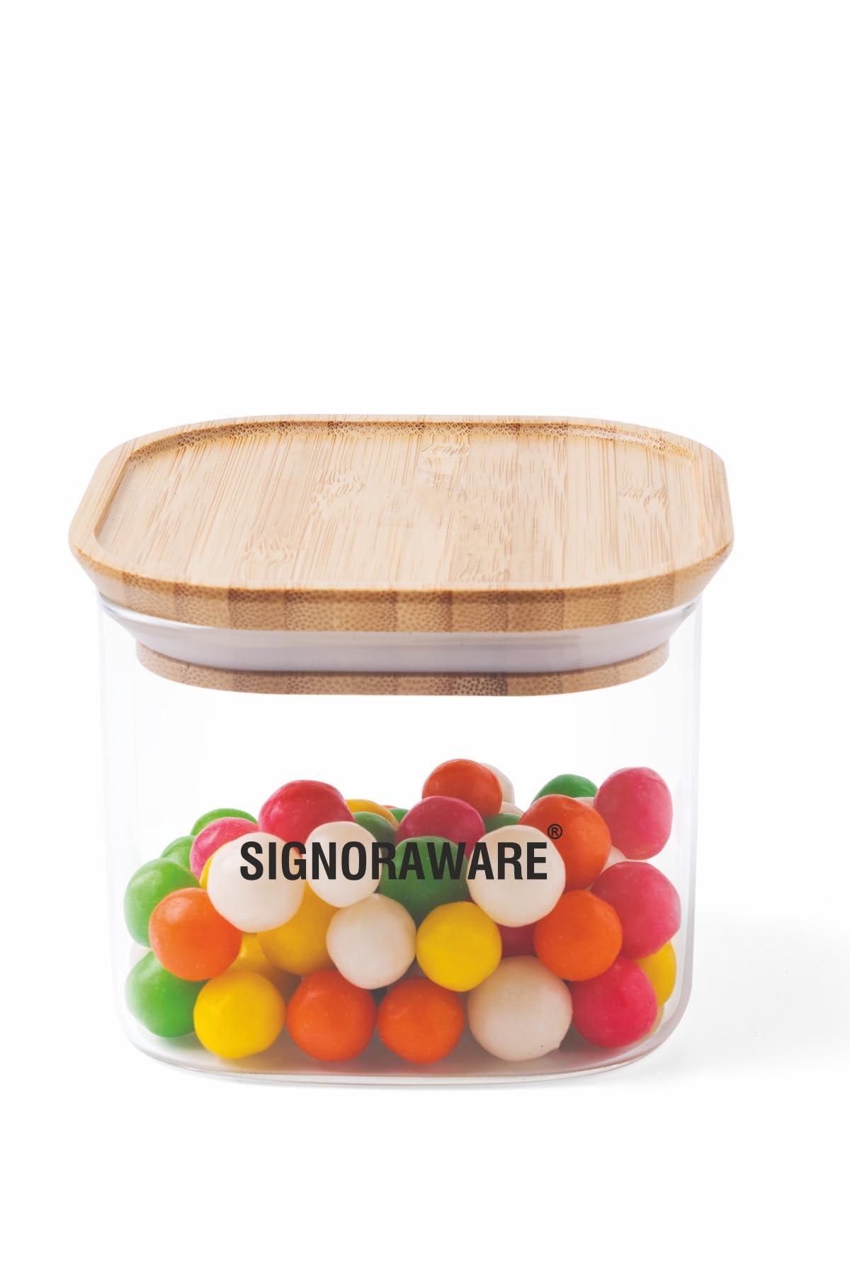 Buy Signoraware Trison 290ml Square Stackable Brorosilicate Glass Jars ...
