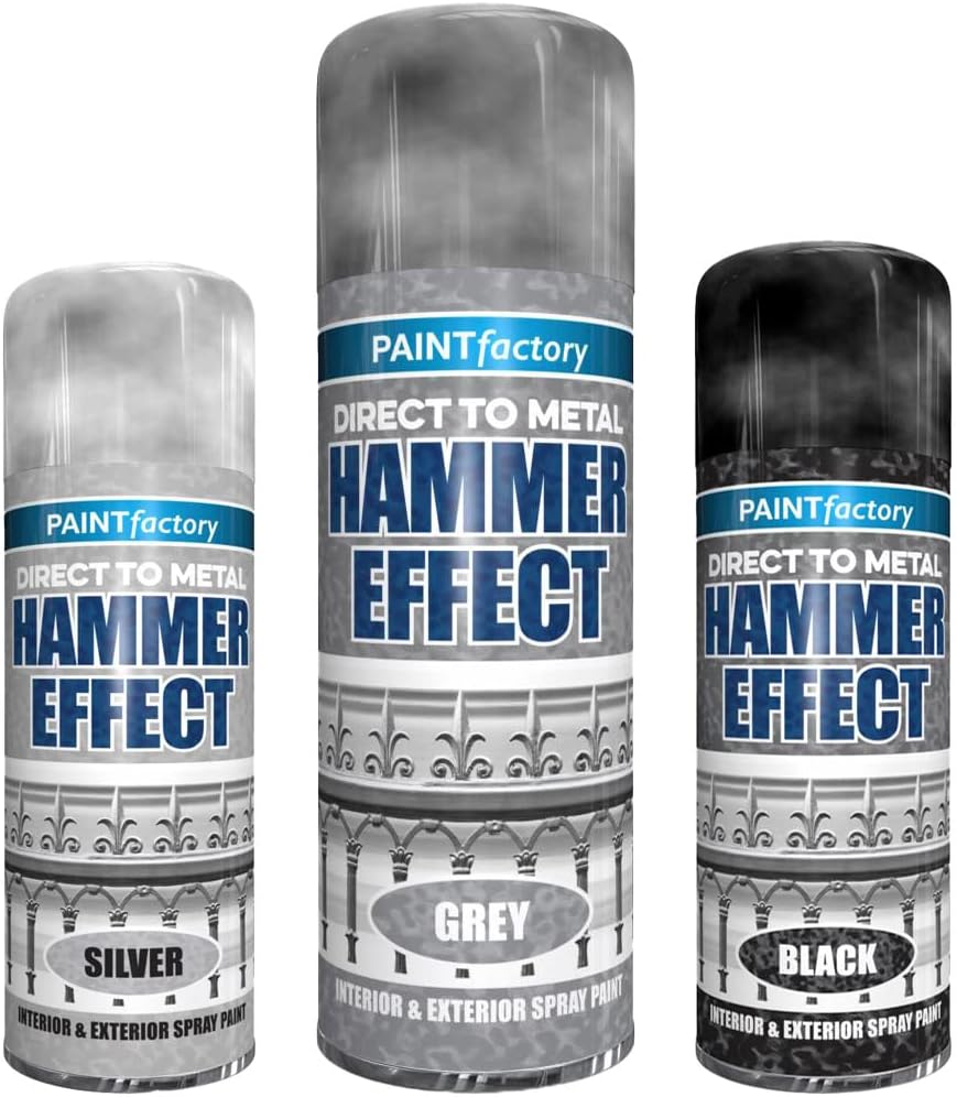 2 x Grey Direct to Metal Hammer Effect Spray Paint 400ml : Amazon.co.uk ...