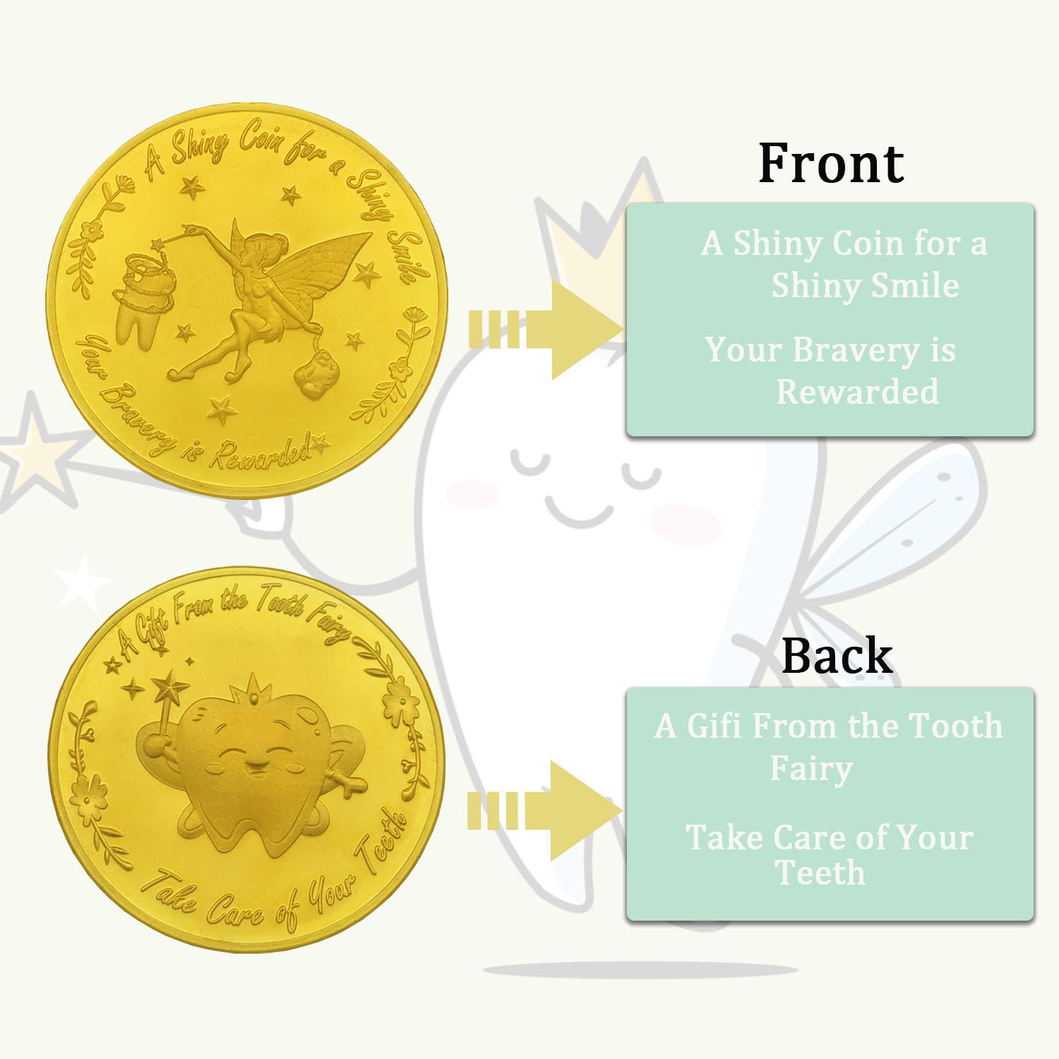 YUJUE Tooth Fairy Coins, 10 Pieces of Tooth Fairy Gold Coins and 10 ...