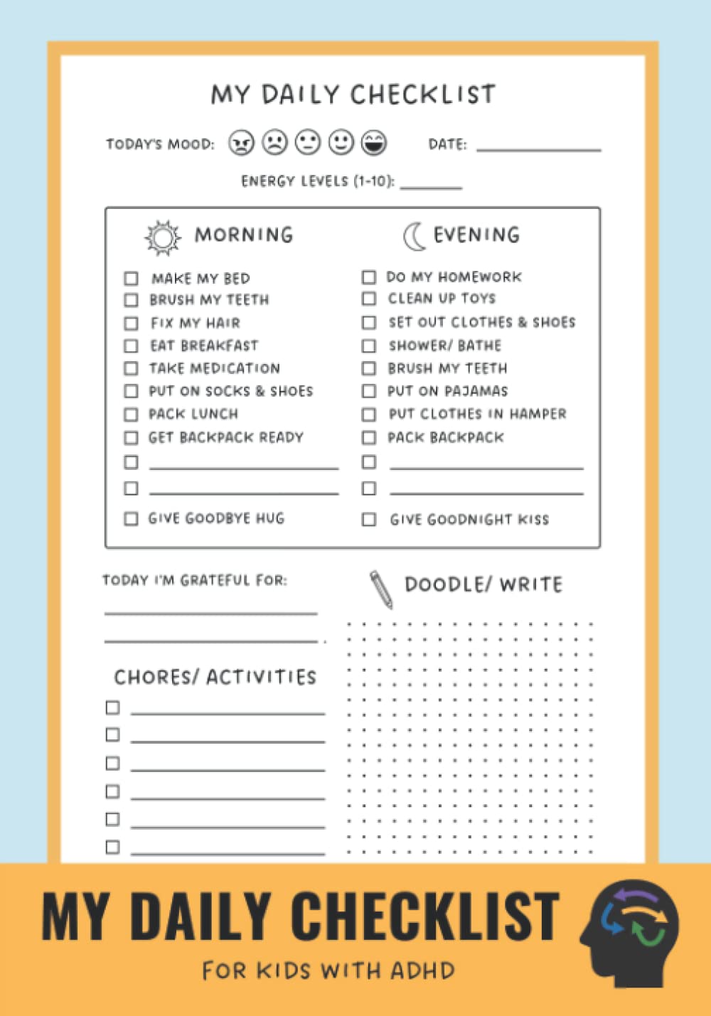 My Daily Checklist for Kids With ADHD: Journal for Hyperactive Children ...