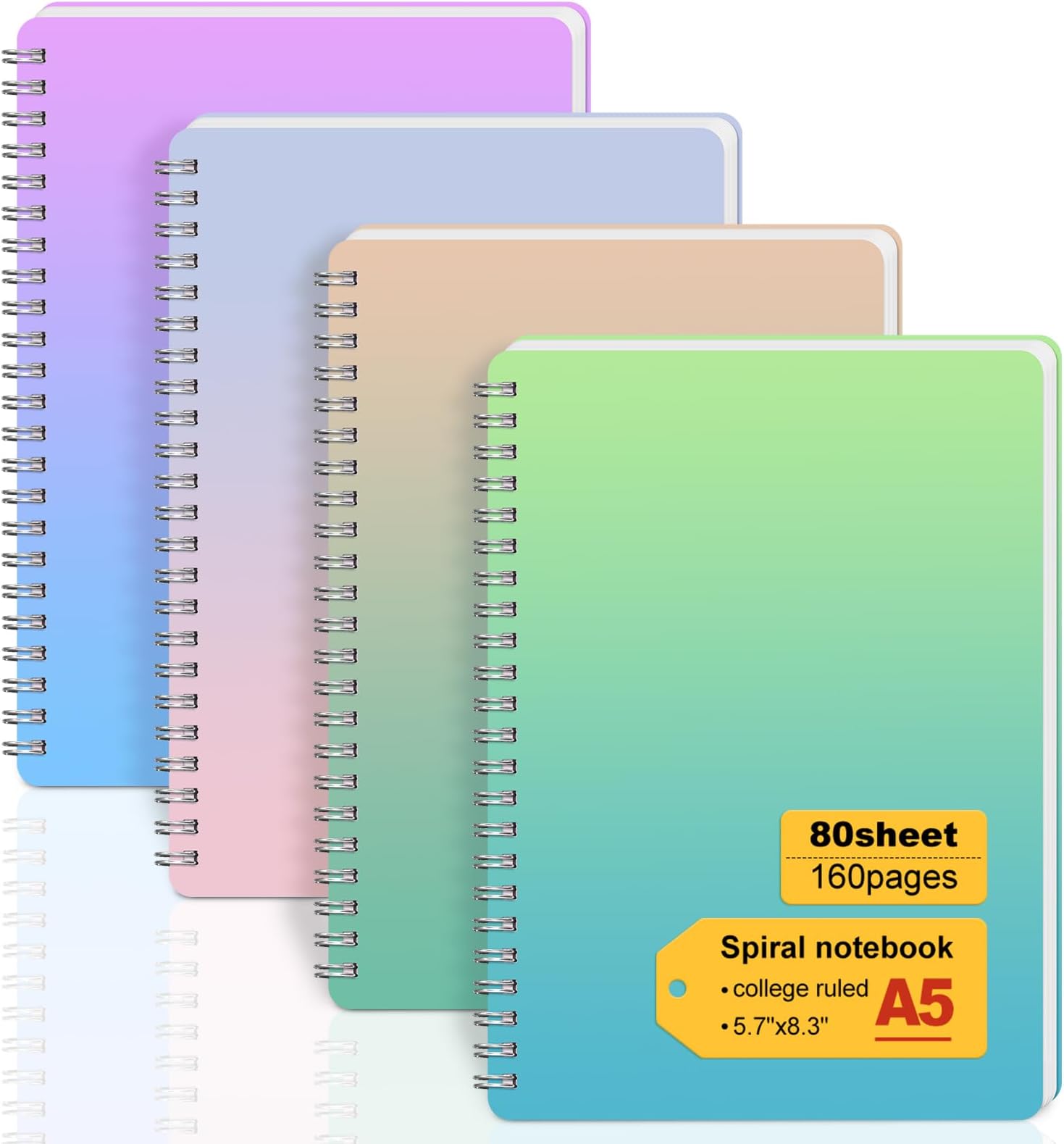 Amazon.com : Cute 7mm Ruled Spiral Notebook, 7.2 x 10.2 inches 60 ...