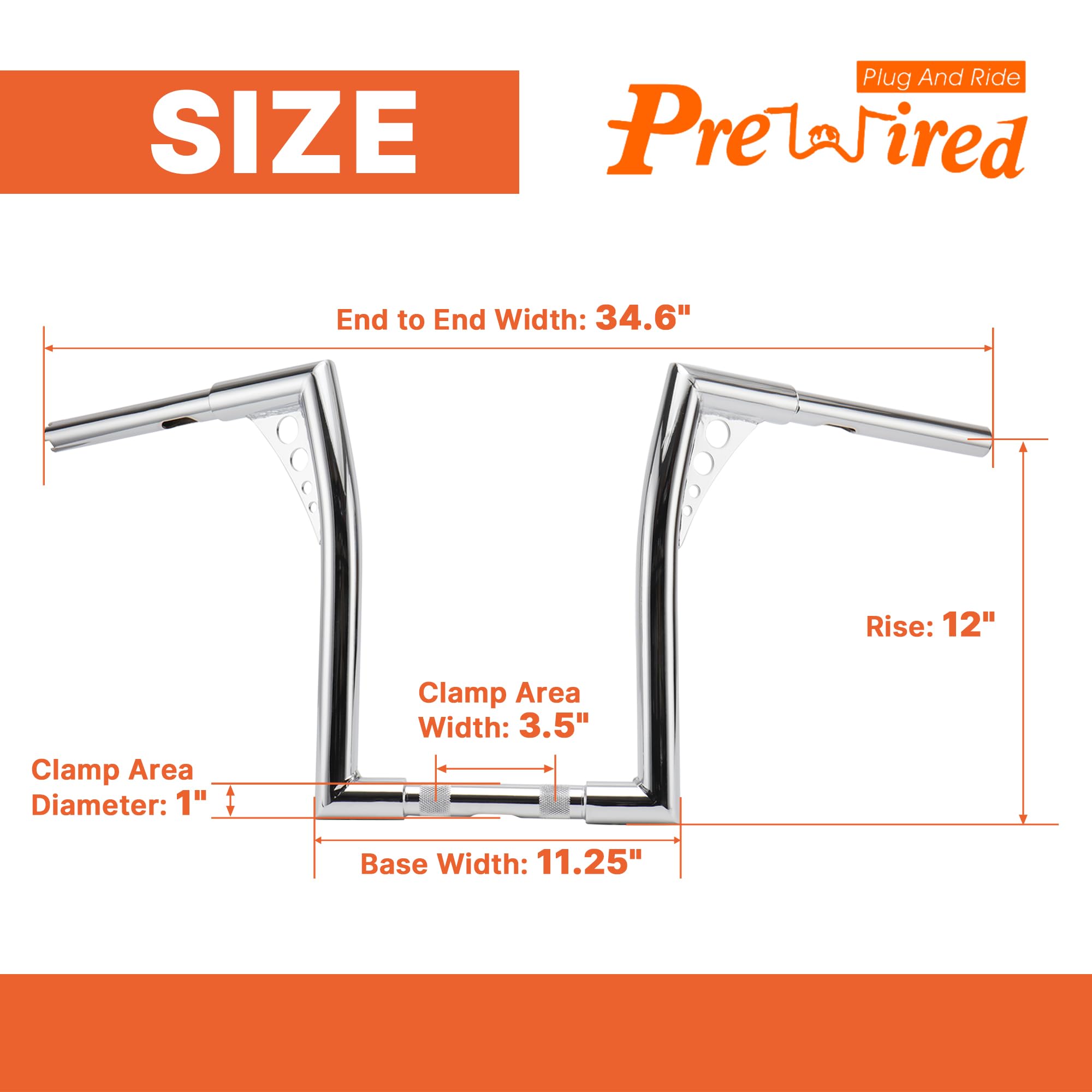 Snapklik.com : 12 Inch Bat-wing Ape Hangers Handlebars For Most Harley ...