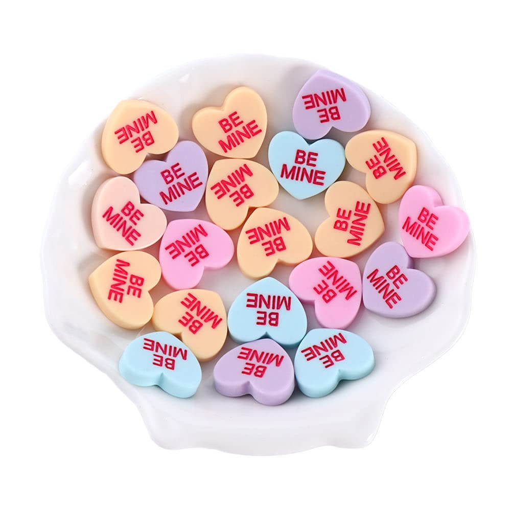 Amazon.com: 20Pcs Mixed Heart Flat Back Charms Beads Resin Multicolor ...
