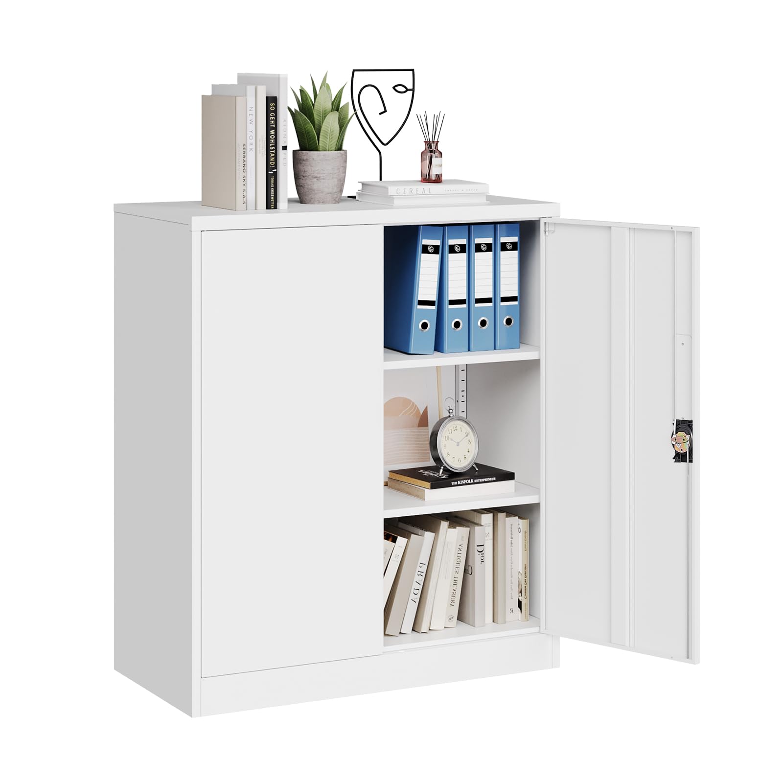 Snapklik.com : MIIIKO Lockable Storage Cabinet, Small Metal Garage Cabinet