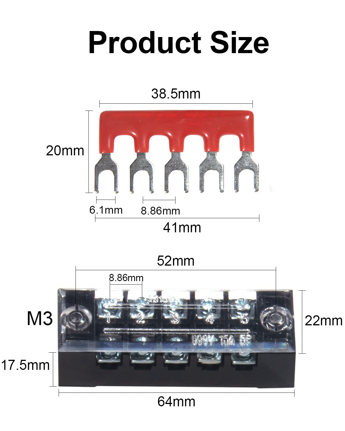 Snapklik.com : MILAPEAK Terminal Block And Strip - 10pcs (5 Sets) 5 ...