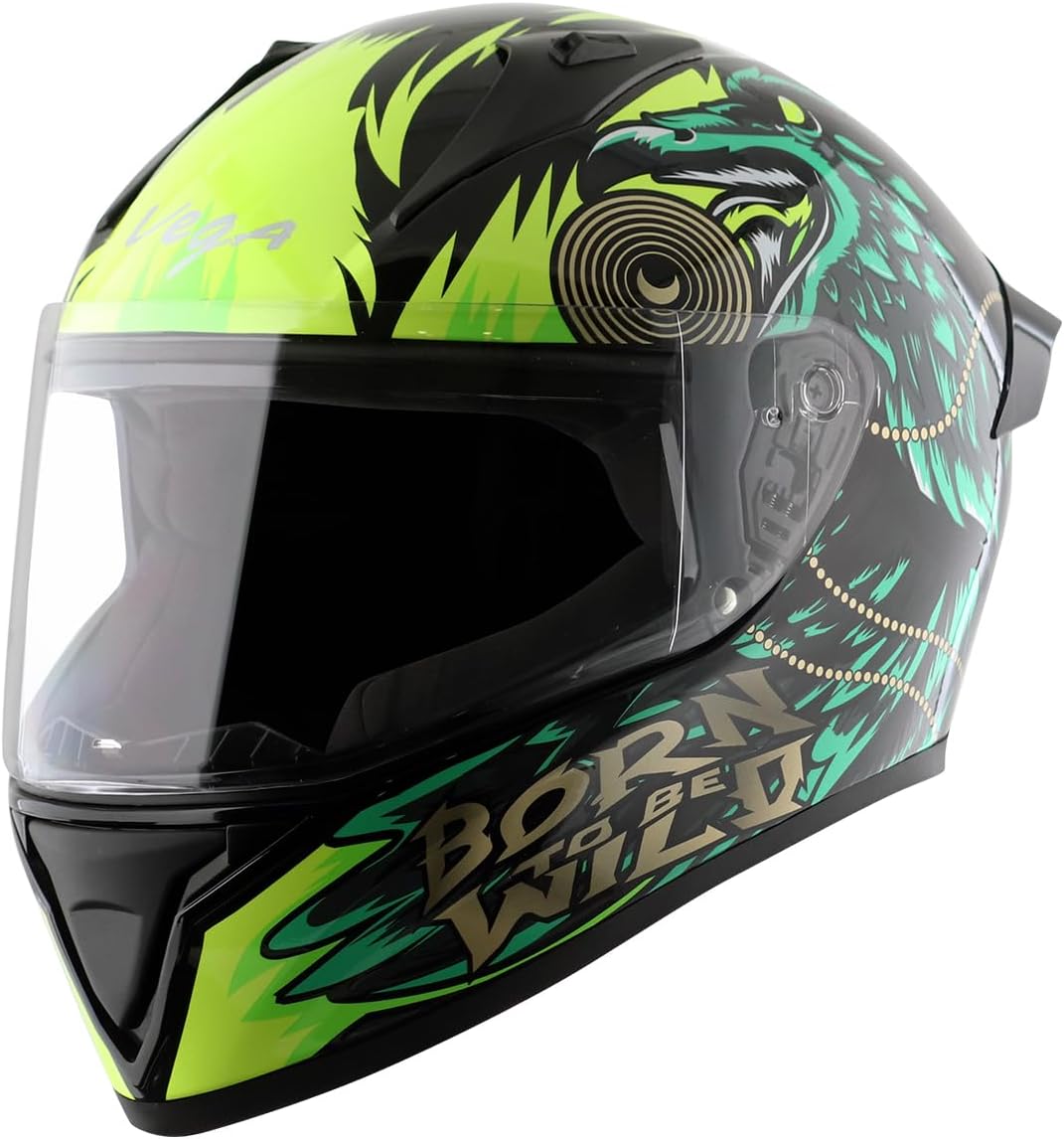 VEGA Bolt Wild ISI and DOT Certified Gloss Finish Full Face Helmet for ...