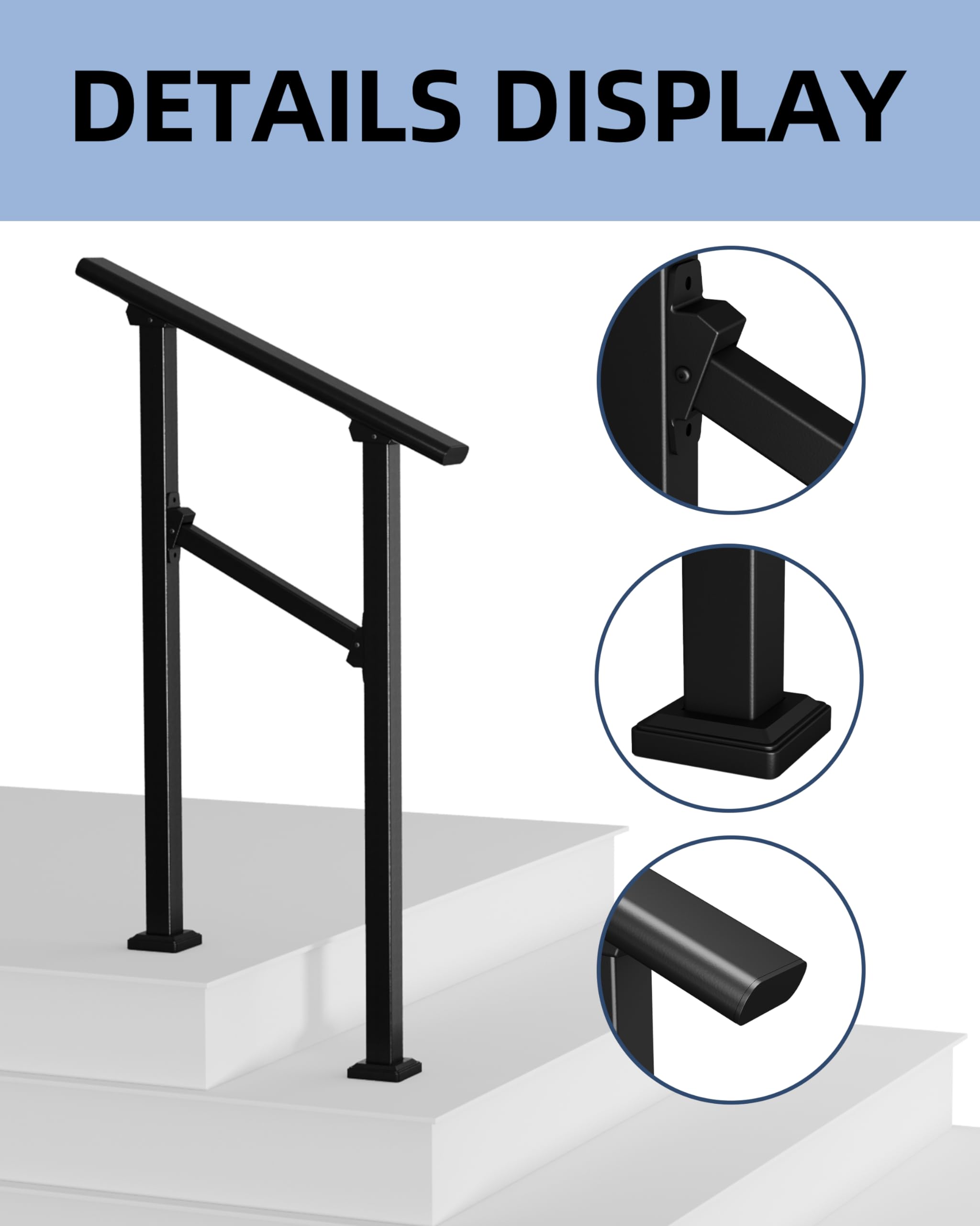 Snapklik.com : Hand Rails For Outdoor Steps, 2 Step Handrail & Indoor ...