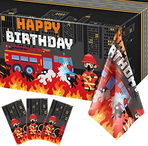 Amazon.com: Fire Heroes Disposable Tablecloth - Fire Plastic Table ...