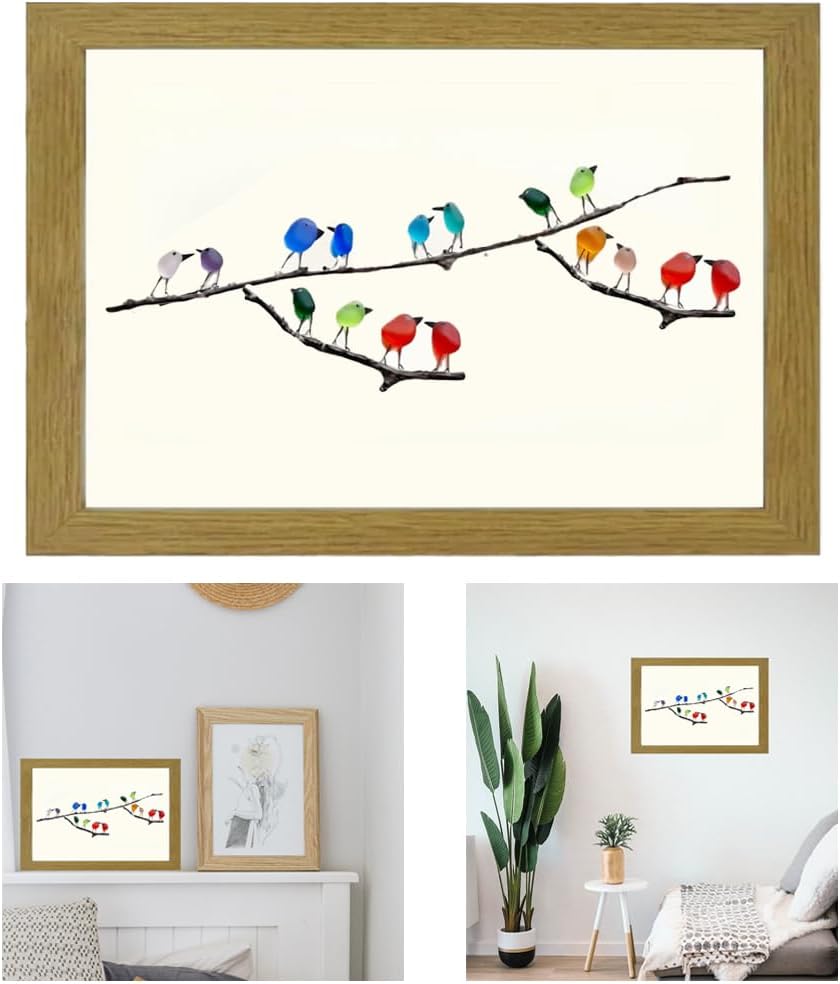 Amazon.com: LyneeRan Sea Glass Rainbow Birds, Sea Glass Birds on Branch ...