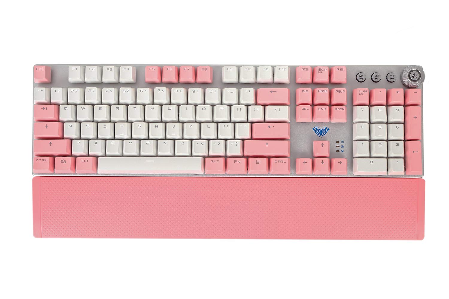 Buy 104 Keys Mechanical Keyboard with Multimedia Knob, Metal Panel, LED ...