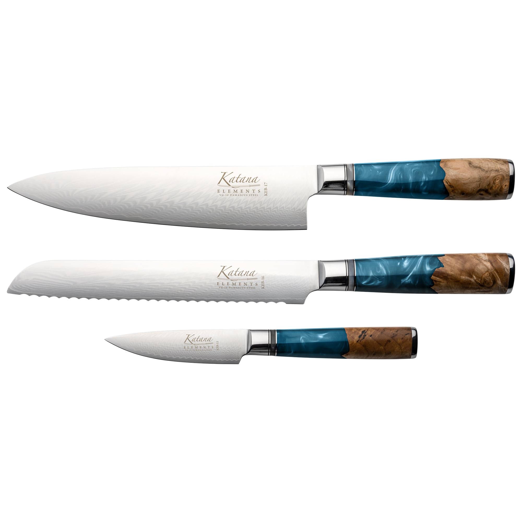 Amazon.com: Grunwerg Katana Elements 3-Piece Knife Box Set : Chef/Bread ...