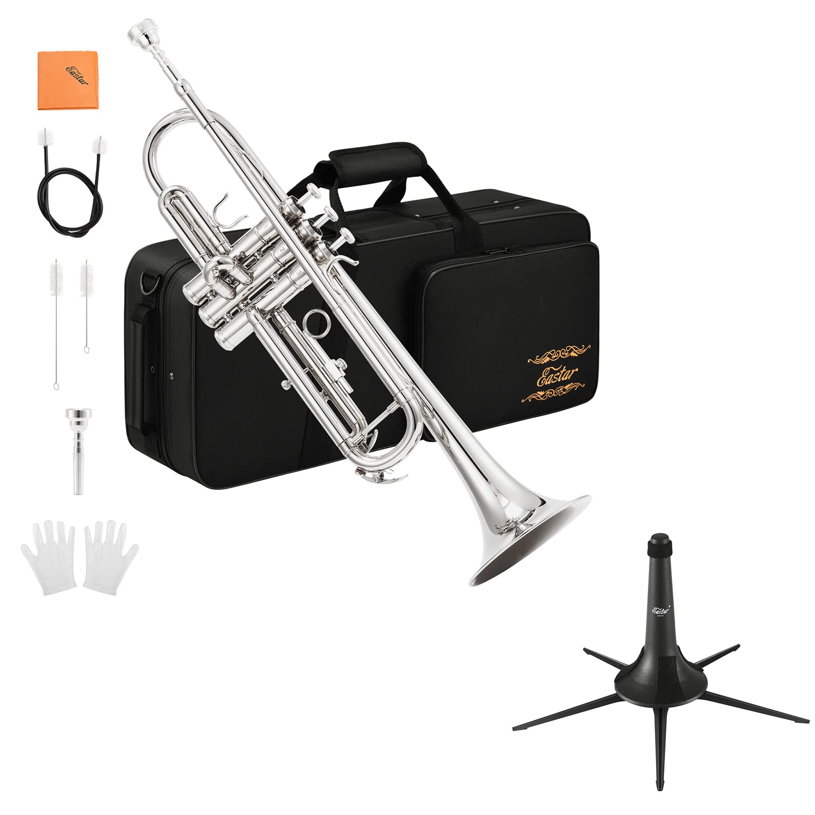 Eastar Bb Standard Trumpet Set for Beginner, Brass Student Trumpet ...
