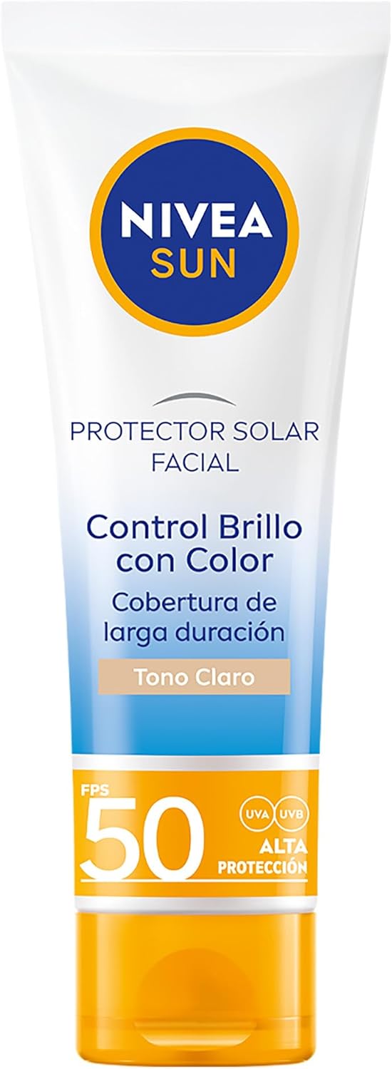NIVEA SUN Protector Solar Facial Control de Brillo Tono Claro (50 ml ...