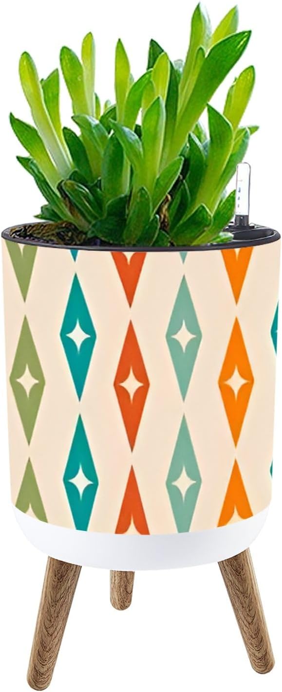 Amazon.com : Planter with Stand Mid century modern atomic teal orange ...