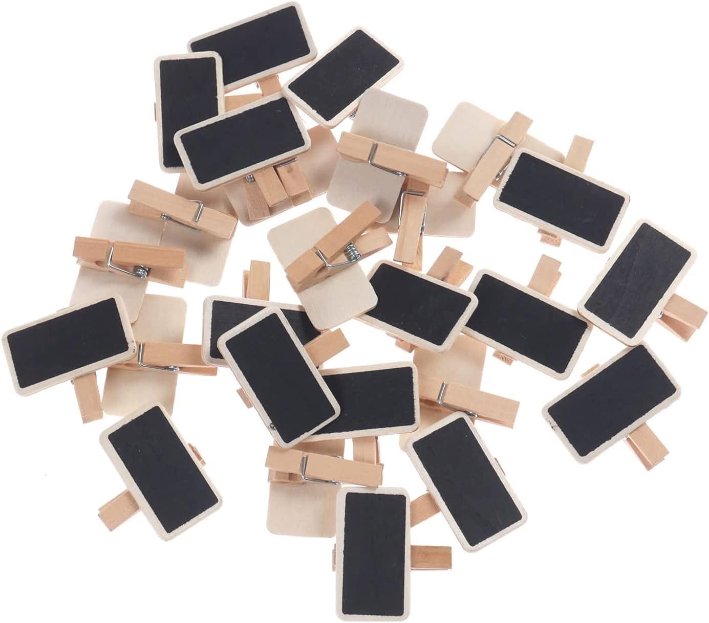 Youery 50 Pcs Mini Chalkboard Clips,Mini Small Board memo Board,Wooden ...