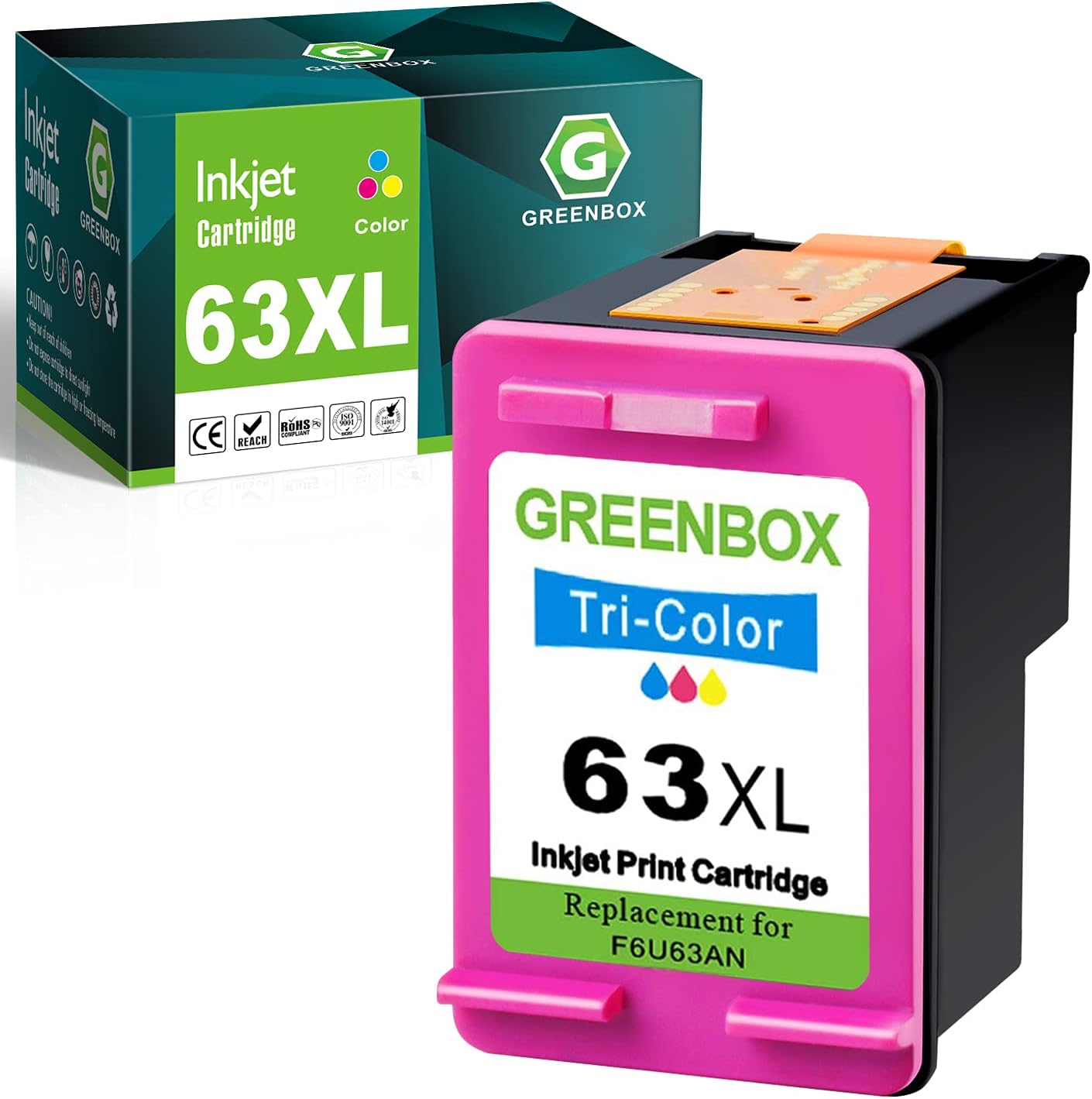 Amazon.com: GREENBOX 63XL Color Ink Cartridge Replacement for HP 63 XL ...
