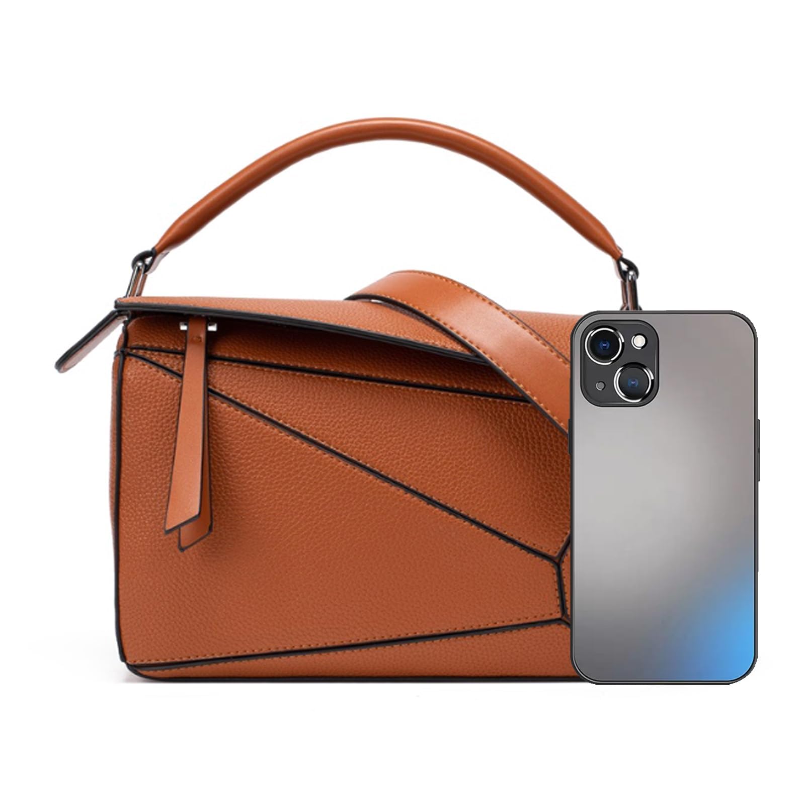 Womens Geometric Design Handbags, 9.6x4.1x6.7in Lychee Grain Crossbody ...