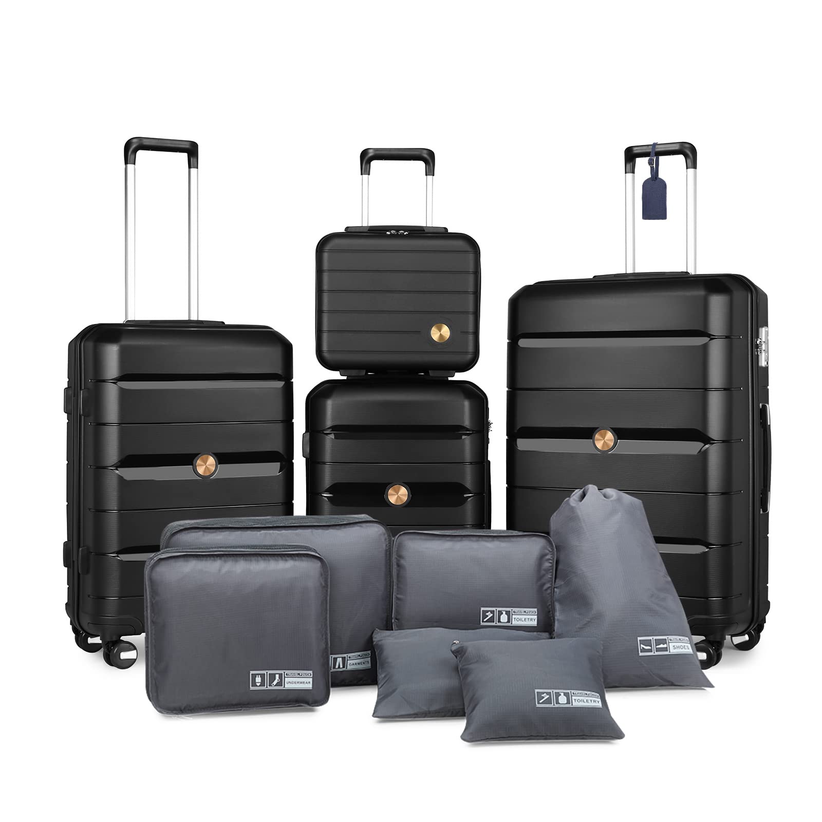 Somago Luggage Sets 3 Piece Spinner Hardside PP Suitcase with TSA Lock ...