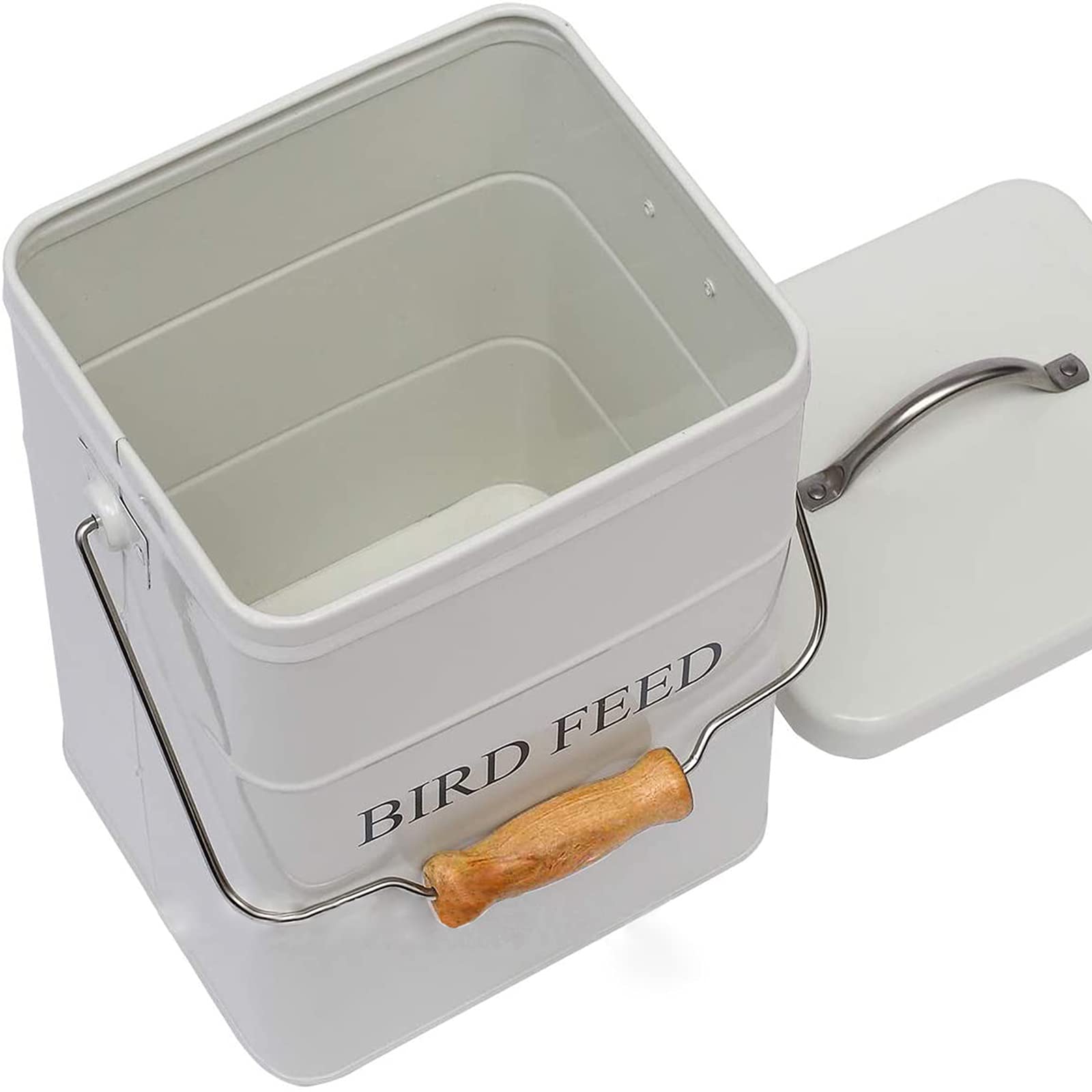 DEAYOU Pet Food Storage Tin with Lid, Metal Bird Seed and Feed ...