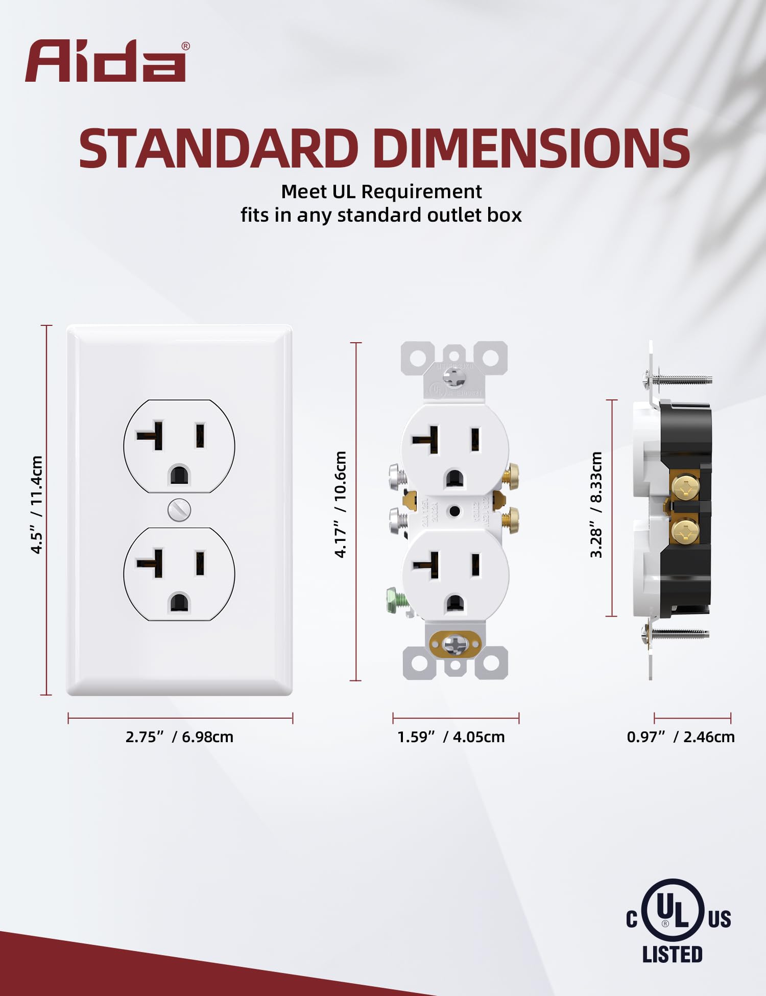 Snapklik.com : AIDA Duplex Receptacle Wall Outlet, 20Amp 125V Wall ...