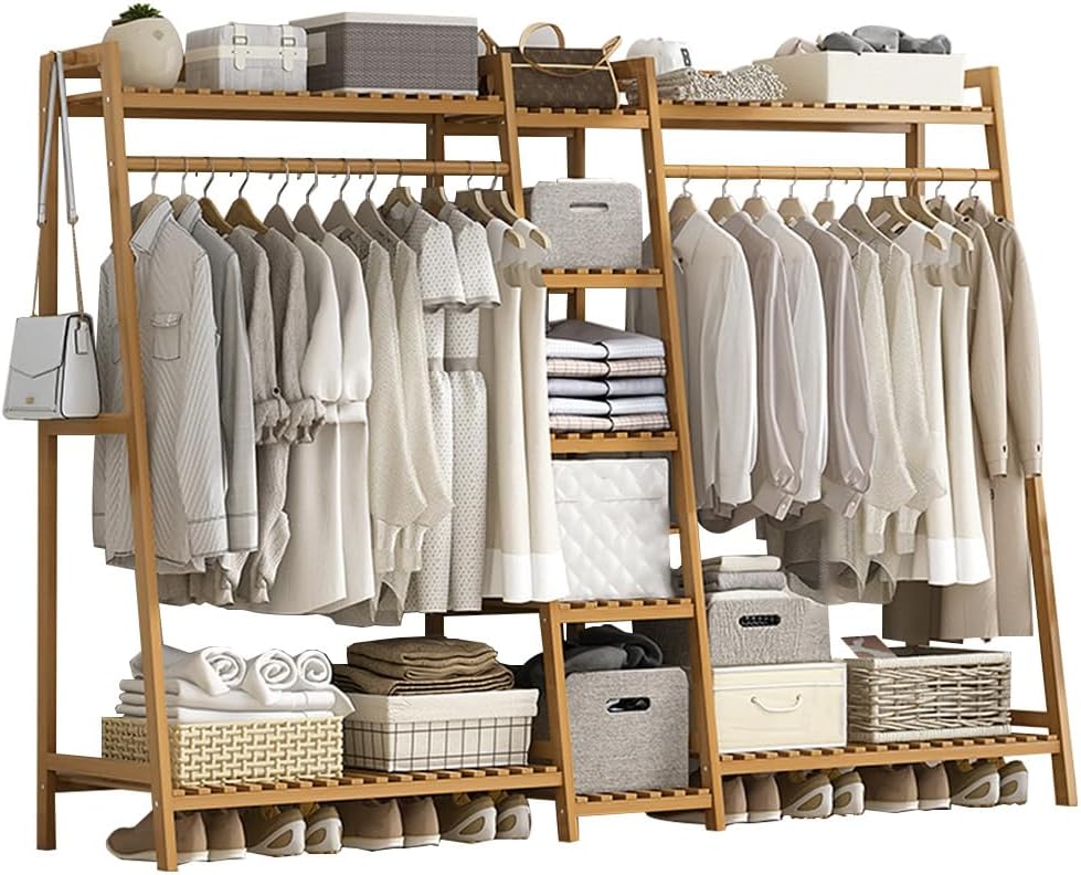Amazon.com: Baveke Garment Rack 9 Tier Storage Shelf Coat Clothes ...
